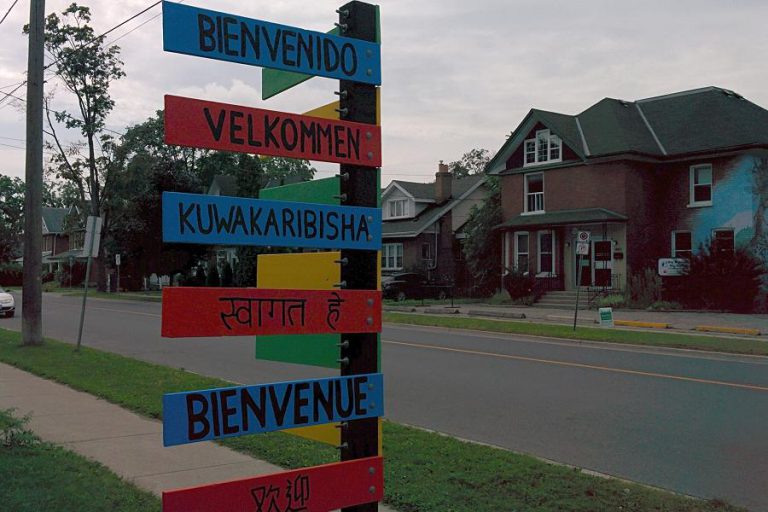 A local couple installed this multilingual welcome sign in Peterborough ...